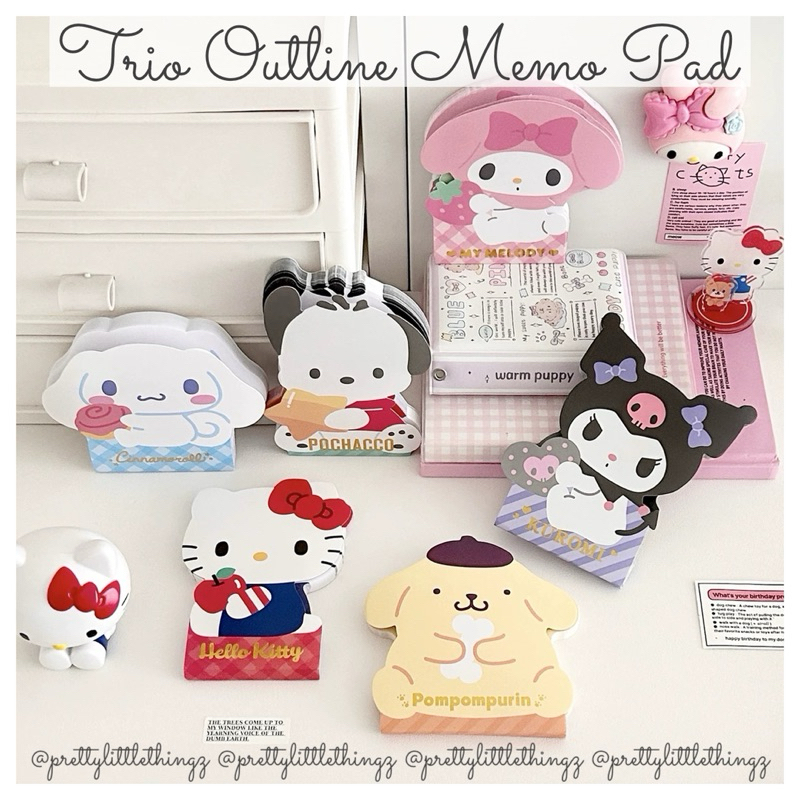 * SG READY STOCK * Trio Outline Memo Pad (Cinnamoroll, Pochacco, Kuromi ...
