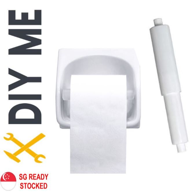 White Plastic Replacement Toilet Roll Holder Roller Spindle Spring ...