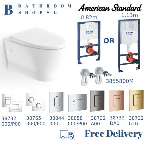 American Standard Loven 1013962080 WH Toilet Bundle with Grohe Rapid SL ...