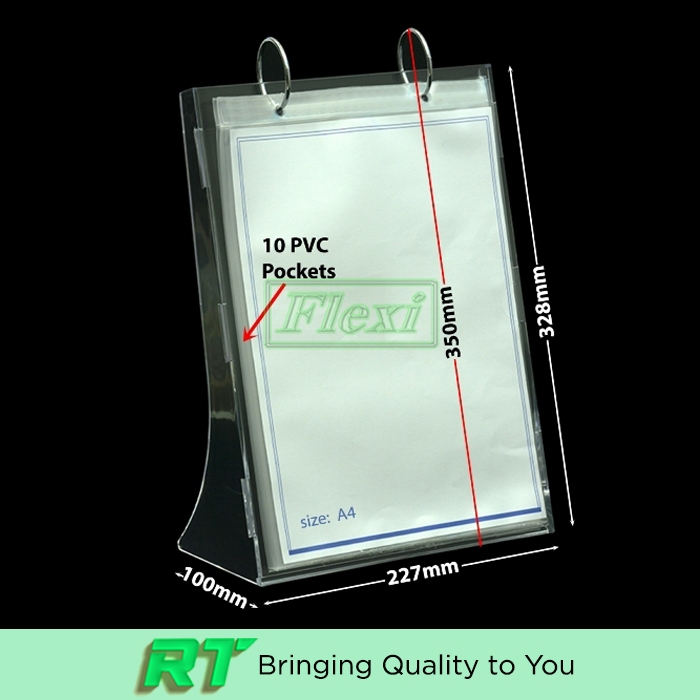 A4 Acrylic Stand with 10 Flip Pockets - Fully Transparent Pockets for ...