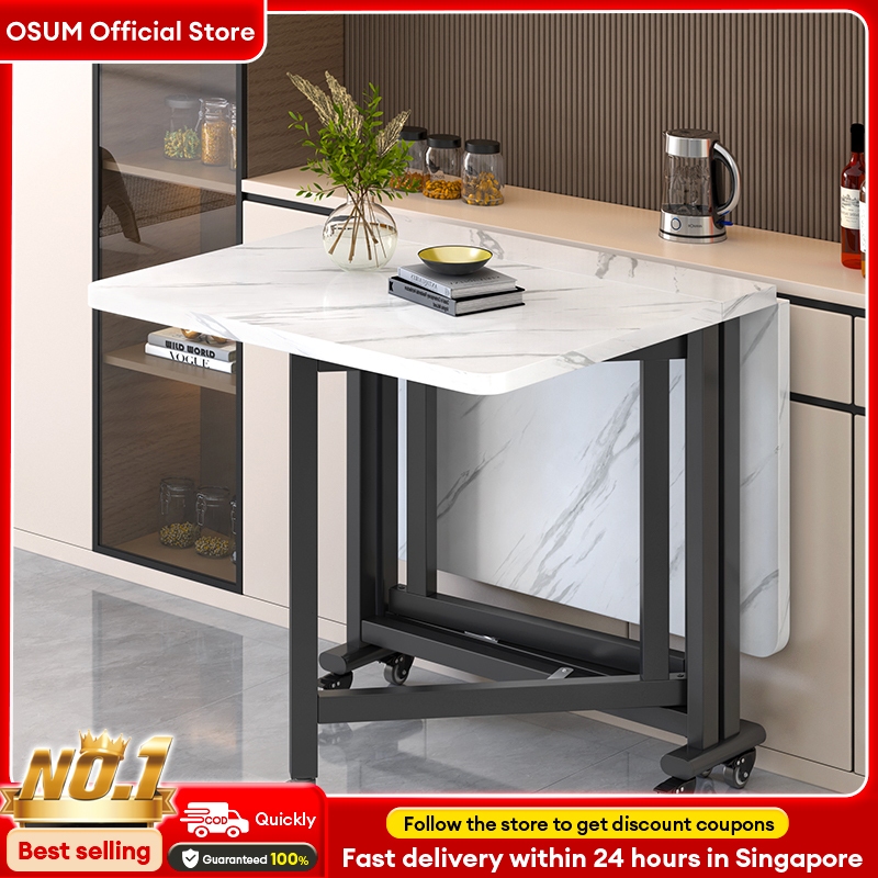Foldable dining table with wheels Convenient storage table Heavy Duty ...