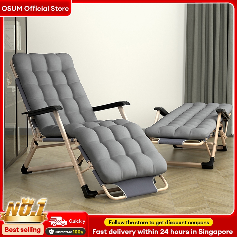 Lounge Chair Folding Lunch break chair Foldable rest bed with cushion ...