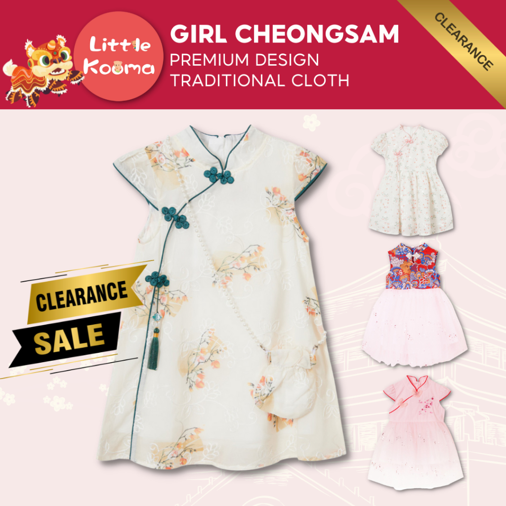 Chinese New Year Costume Kids Girl Cheongsam Dresses White Traditional ...