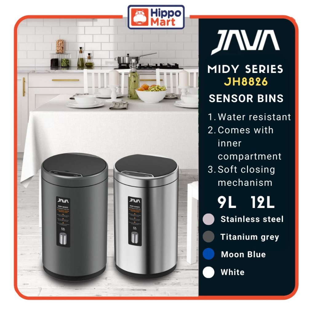 JAVA Dustbin | MIDY | JH8826 | 9L, 12L | Round Sensor Bin | Soft ...