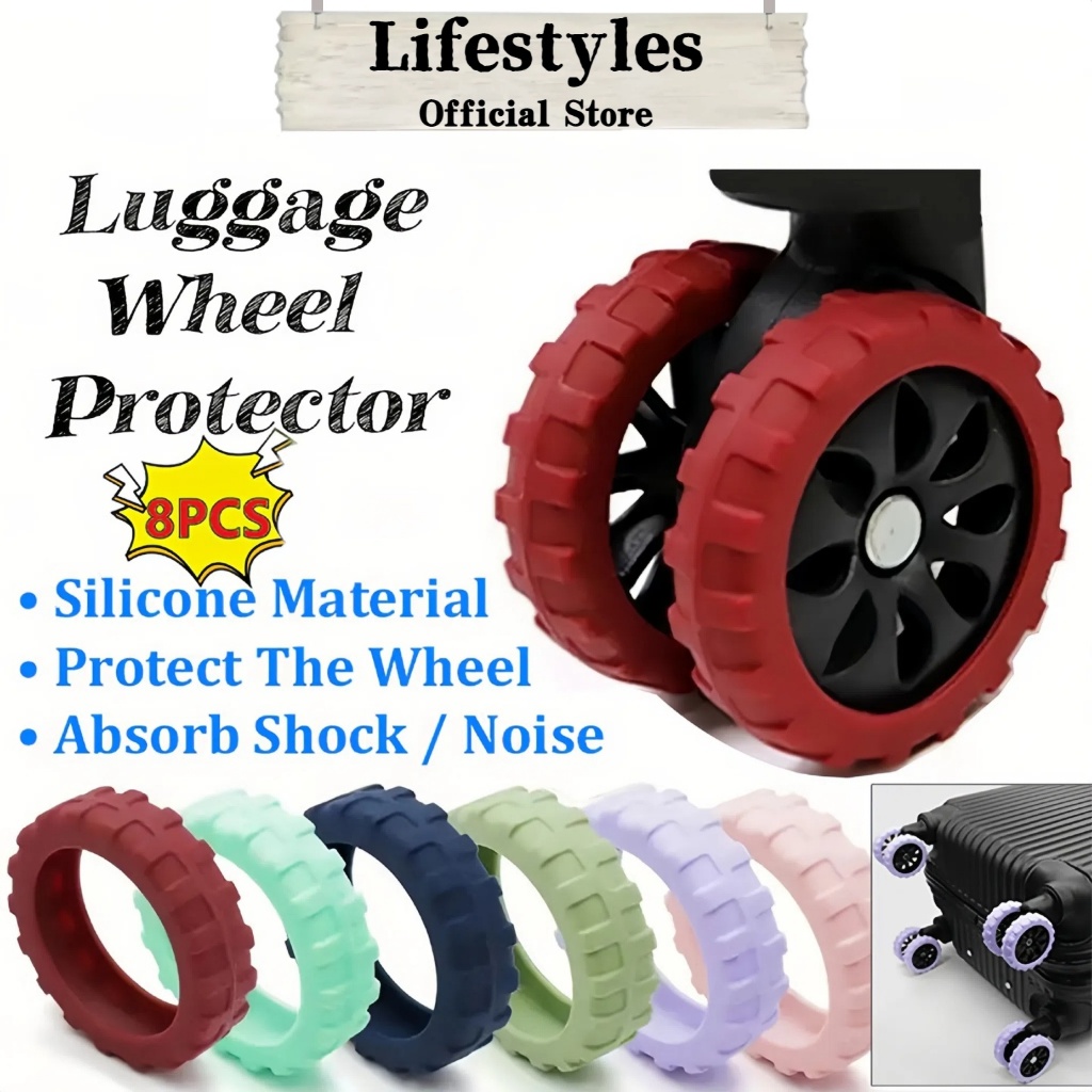 8 PCS Luggage Wheel Protector Suitcase Wheels Ring Rubber Ring ...