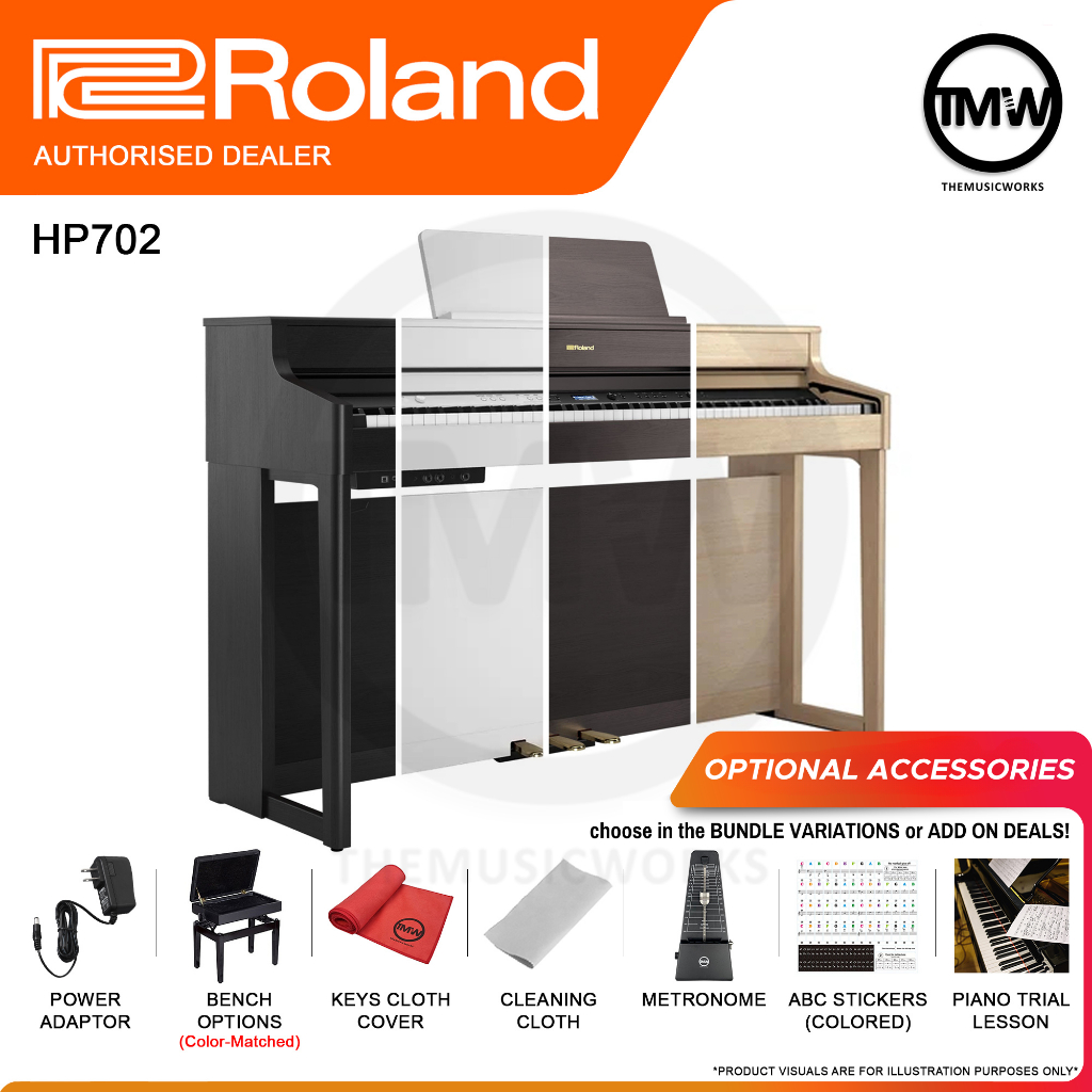 Roland HP702 Digital Piano 88-Key Fully Hammer Action Black White ...