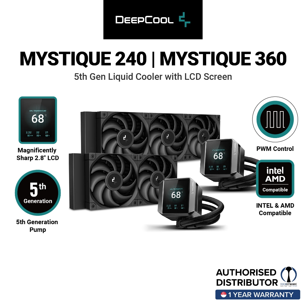 DEEPCOOL Mystique 240mm & 360mm AIO Customizable 2.8" TFT LCD Display ...