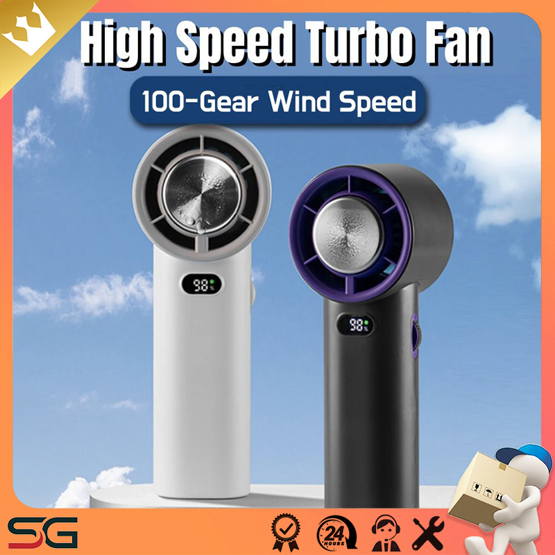 Mini Handheld High Speed Air Cooling Fan 100-Gear Wind Speed Digital ...