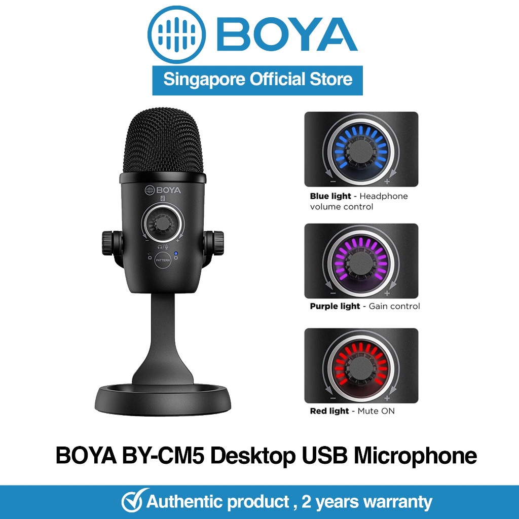 BOYA BY-CM5 Desktop USB Microphone PC Gaming Mic w/ Monitoring&Gain ...