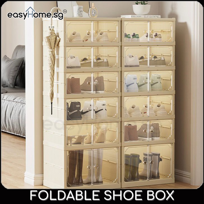 Easyhome.sg Foldable Shoe Box Installation Free Shoe Rack Storage Rack ...