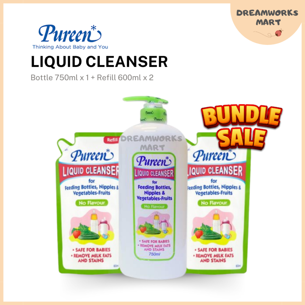 [Bundle of 3] Pureen Liquid Cleanser No Flavour Bottle (750mlx1) and ...