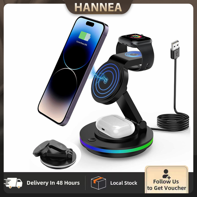 [SG]New 3-in-1 foldable wireless charger fast charging magnetic phone ...