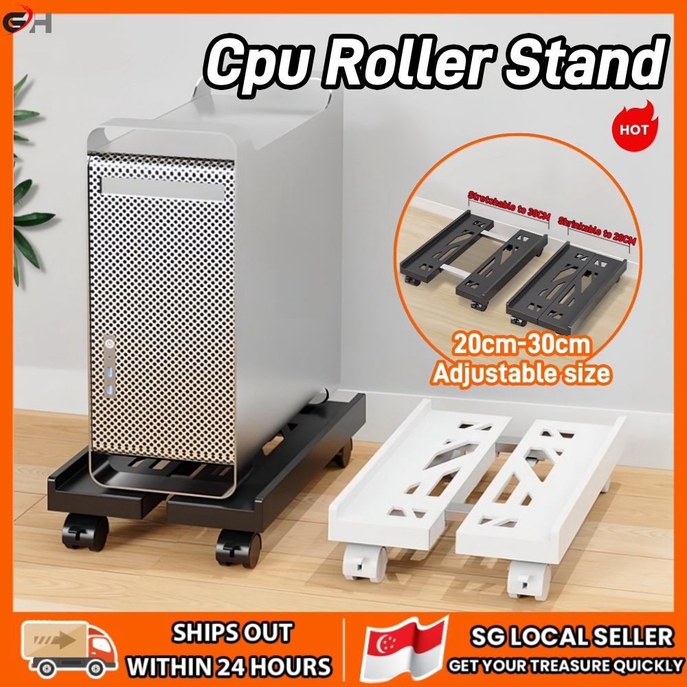 🔥SG🔥 Retractable Cpu Stand Adjustable Cpu Roller Stand With Wheels For ...