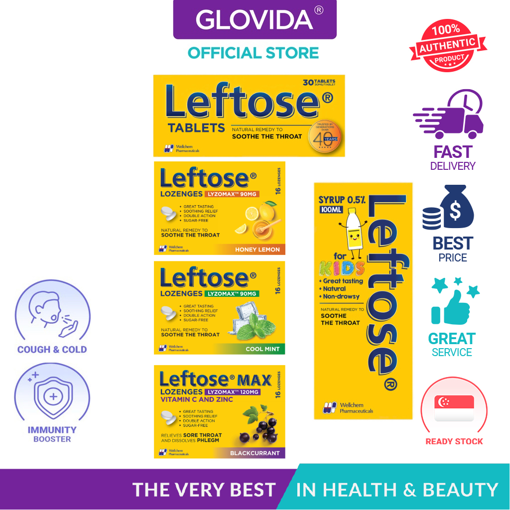 Leftose Series | Tablets | Lozenges Honey Lemon / Cool Mint | Lozenges ...