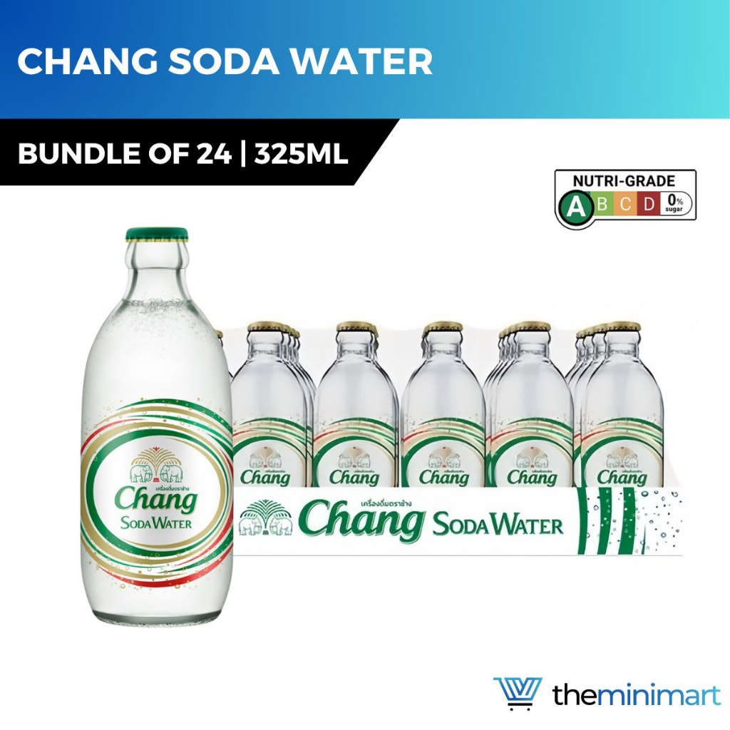 [Bundle of 24] Chang Soda Water Bottle 325ml - Thailand, Sugar-Free, Mixing with Juice ...
