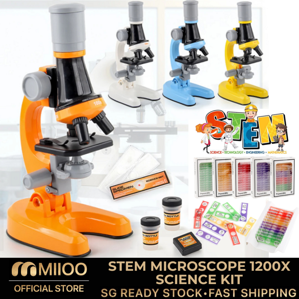 Science Microscope Kit Stem Kids 1200X Educational Toys Hand Held ...