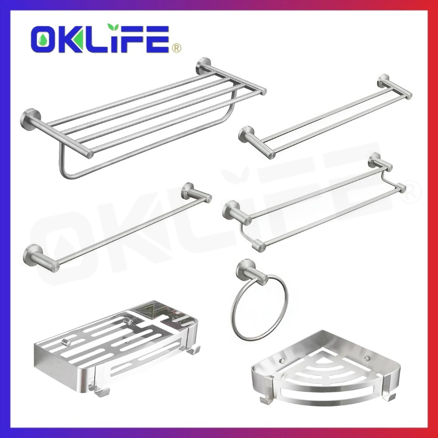 SUS 304 Stainless Steel Matt Silver Bathroom Towel Rack Bathroom ...