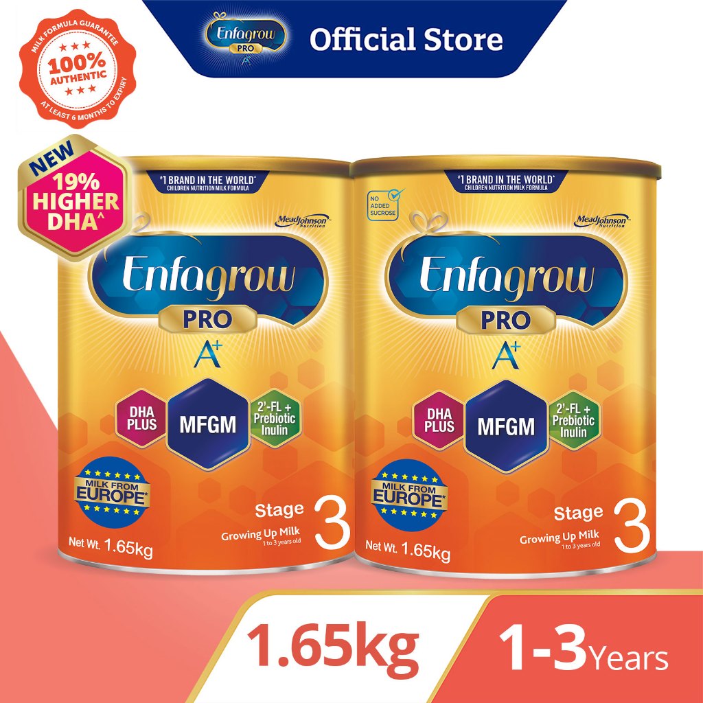 [Bundle of 2] Enfagrow Pro A+ Stage 3 Milk Powder Formula for Children DHA+ (1-3Y) 1.65kg Twin ...