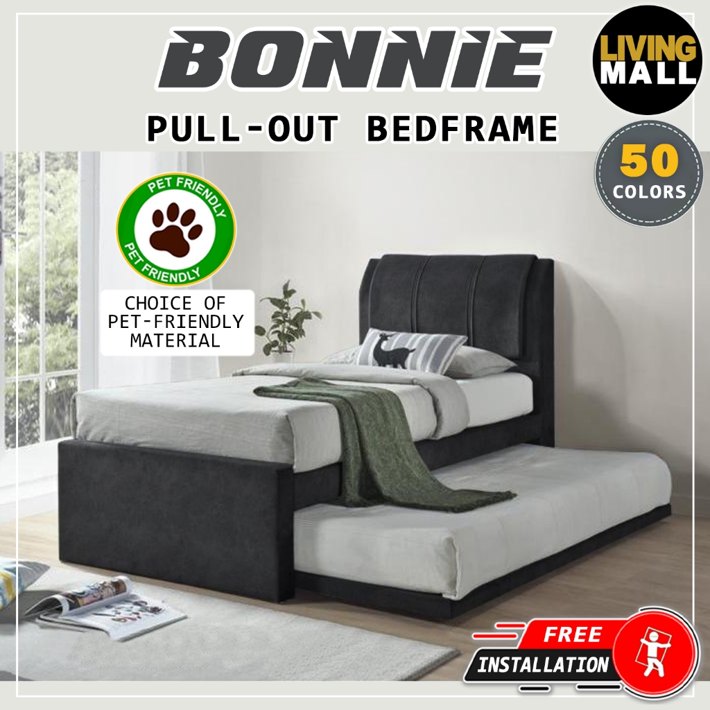 Living Mall Bonnie Pull-Out Bed Frame Single/Super Single w/ Mattress ...