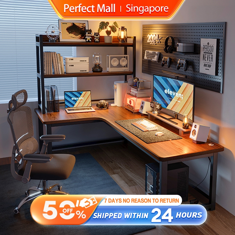 PM【L Shape】Corner Gaming Table Study Desk Office Writing Table Computer ...