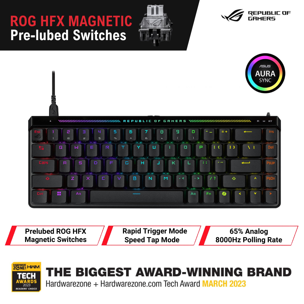 ASUS ROG Falchion Ace HFX 65% Magnetic Switch Analog Gaming Keyboard ...