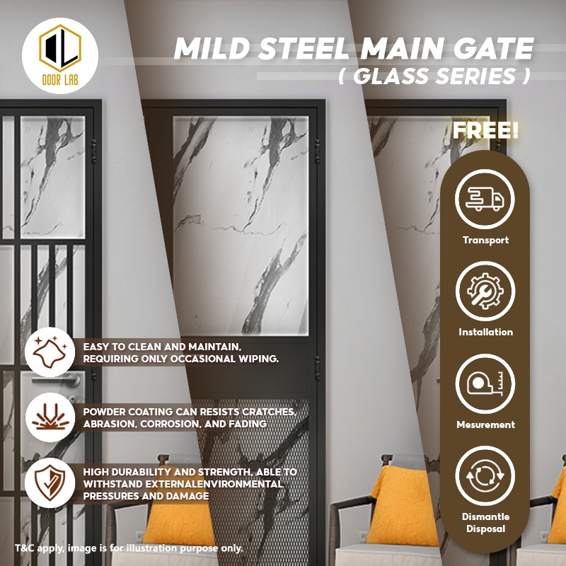 HDB Mild Steel Gate / Glass Gate / HDB Metal Glass Gate for HDB BTO ...