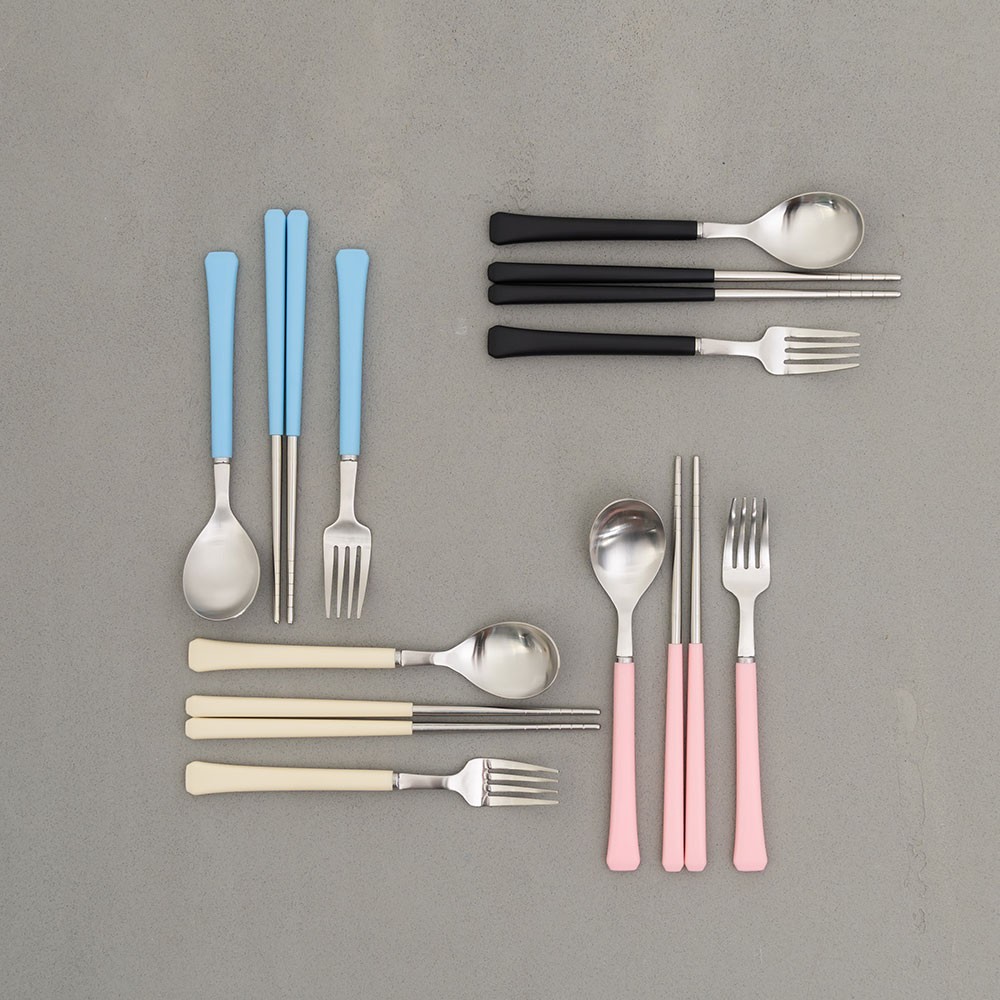 [RAONNURI] 3 PCS Stainless Steel Chopsticks Fork Spoon Set for Kids ...