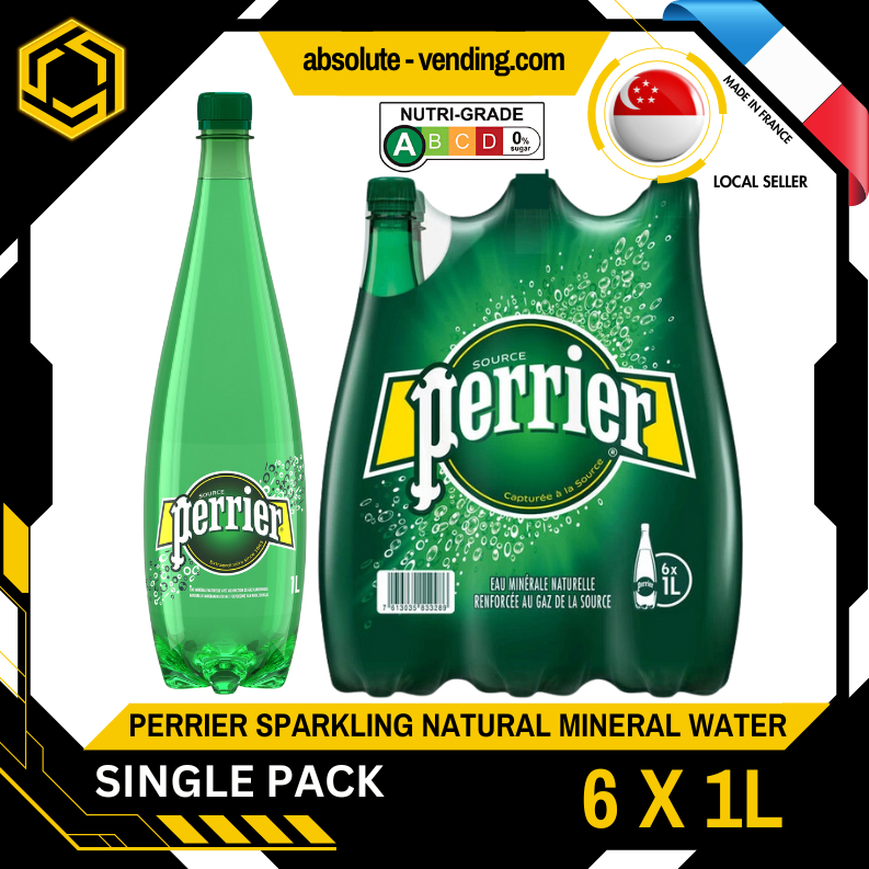 [SINGLE PACK] PERRIER Original Sparkling Mineral Water 1L X 6 (BOTTLE ...