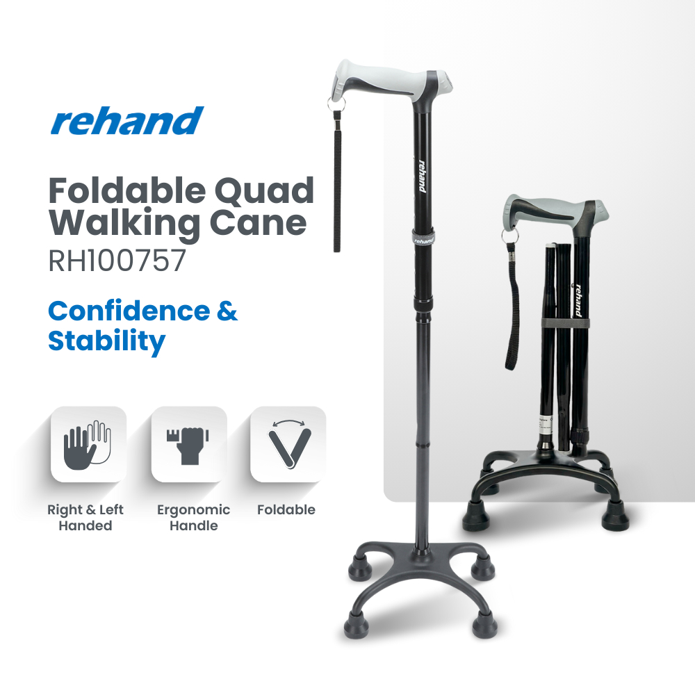 Rehand Quad Walking Cane RH100757 | Foldable Walking Cane Collapsible ...