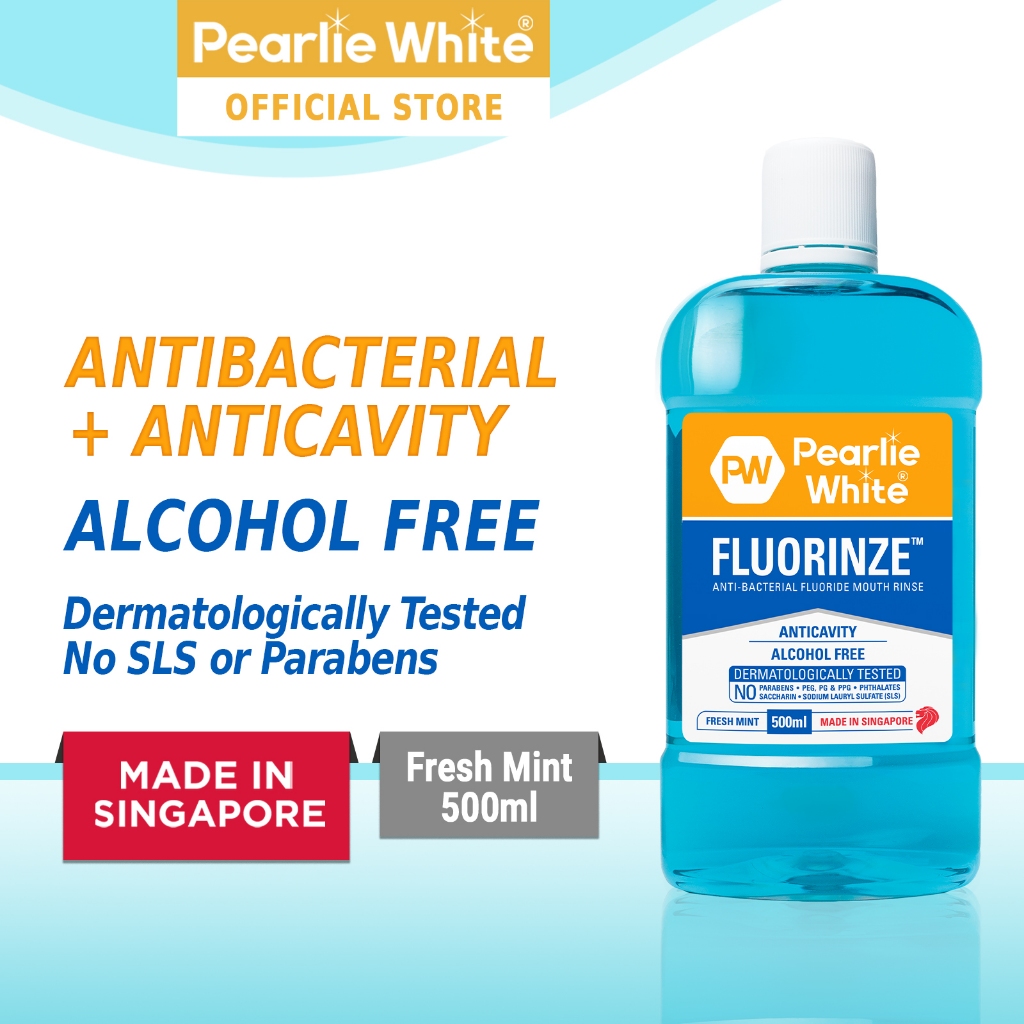 Pearlie White Fluorinze Antibacterial Fluoride Mouth Rinse / Mouth Wash ...
