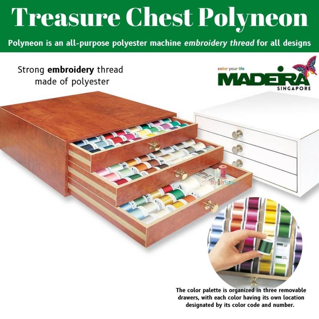 Madeira Embroidery Thread Polyneon Full 180 Colours Treasure Chest No ...