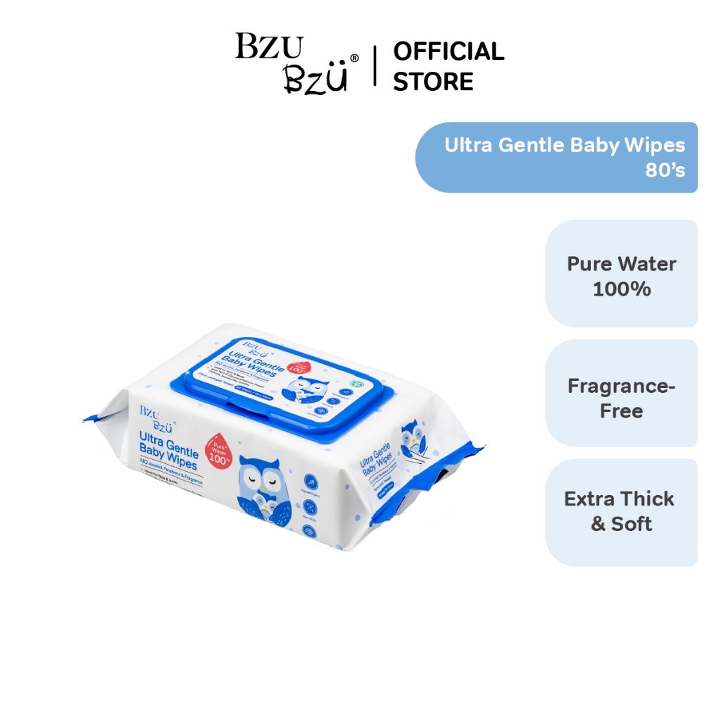 BZU BZU Ultra Gentle Fragrance Free Baby Wet Wipes, 80s | 100% Purified ...