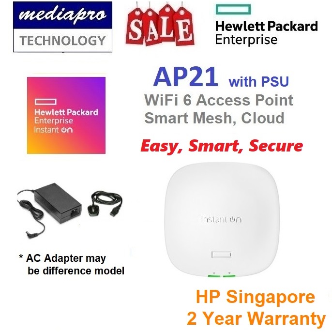 HP / HPE AP21 Aruba Instant On WiFi 6 Cloud Access Point / Router, with ...