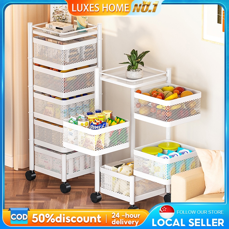 Luxe Rotating Trolley Rack Kitchen Rack Movable Rotating Rack Kitchen ...