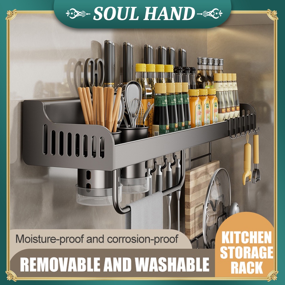 kitchen rack Stainless Steel spice organizer Rack wall mounted knife ...