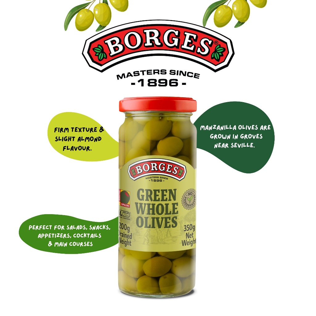 Borges Whole Green Olives 300G [Spain] (Halal) | Shopee Singapore
