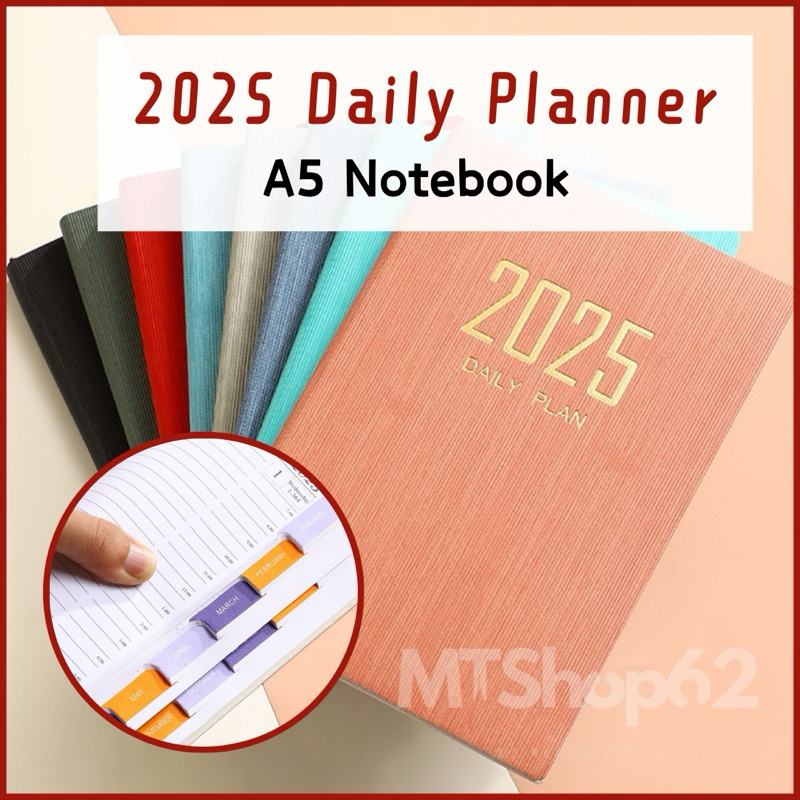 【SG Instock】Year2025 A5 Daily Notebook Planner Soft PU cover Diary note ...