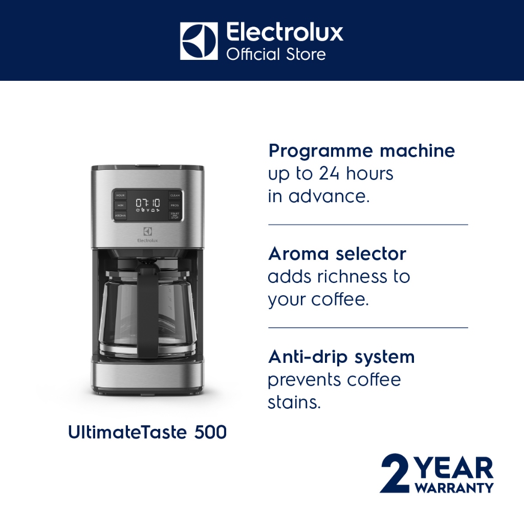 Electrolux E5CM1-80ST (900279963) 1.25L UltimateTaste 500 Drip Coffee ...