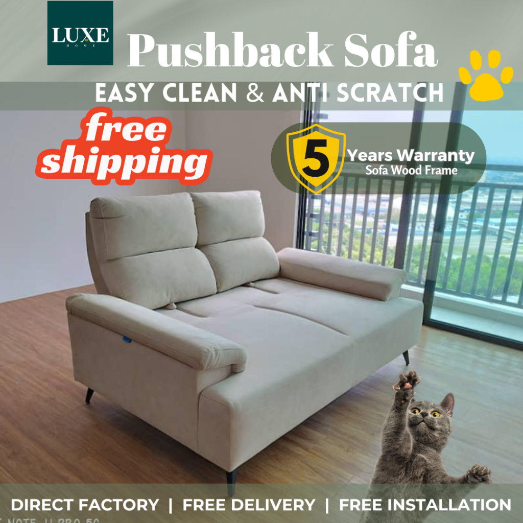 Easy Clean Push Back Sofa Muji Style Couch 2 Seater Pushback Pet ...