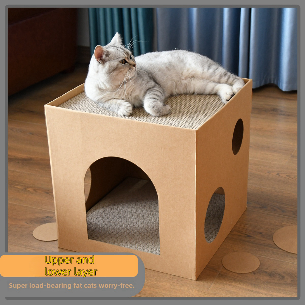 [SG]🚚 Cat Scratch Board Frame Thickened Paper Shell House with 2 Story ...