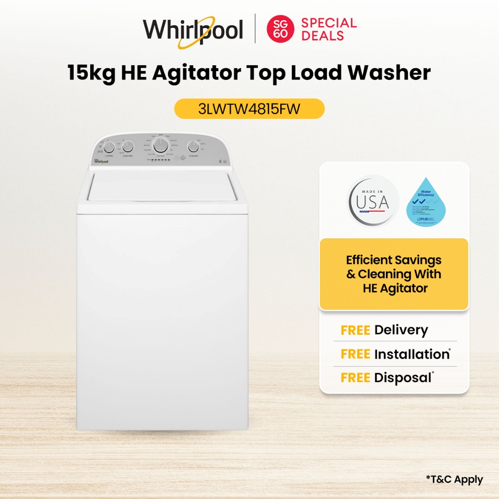Whirlpool 3LWTW4815FW Professional 15kg Top Load Washer with 2 Years ...