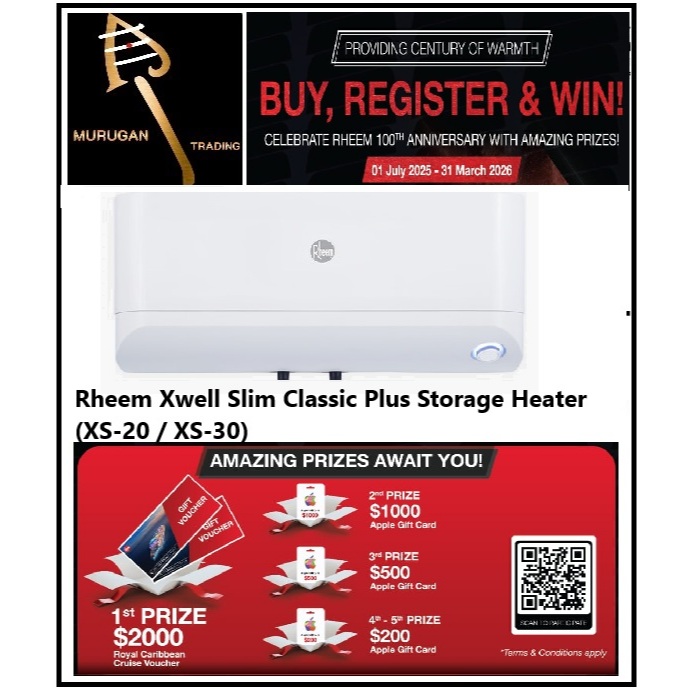 Rheem Xwell Slim Classic Plus Storage Heater 20L / 30L (XS-20 / XS-30 ...