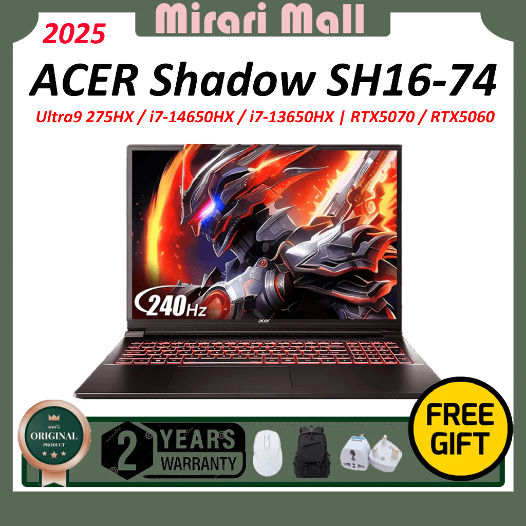 2025 Acer Shadow SH16-74/Core i7-14650HX/RTX5060/RTX5070/16 inch 2.5K ...