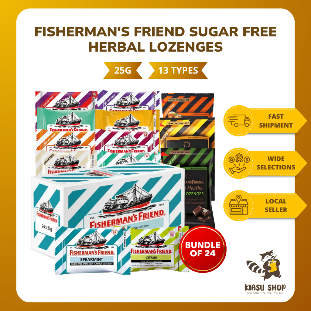 [Bundle of 24] Fisherman's Friend Sugar Free Herbal Lozenges 25g ...