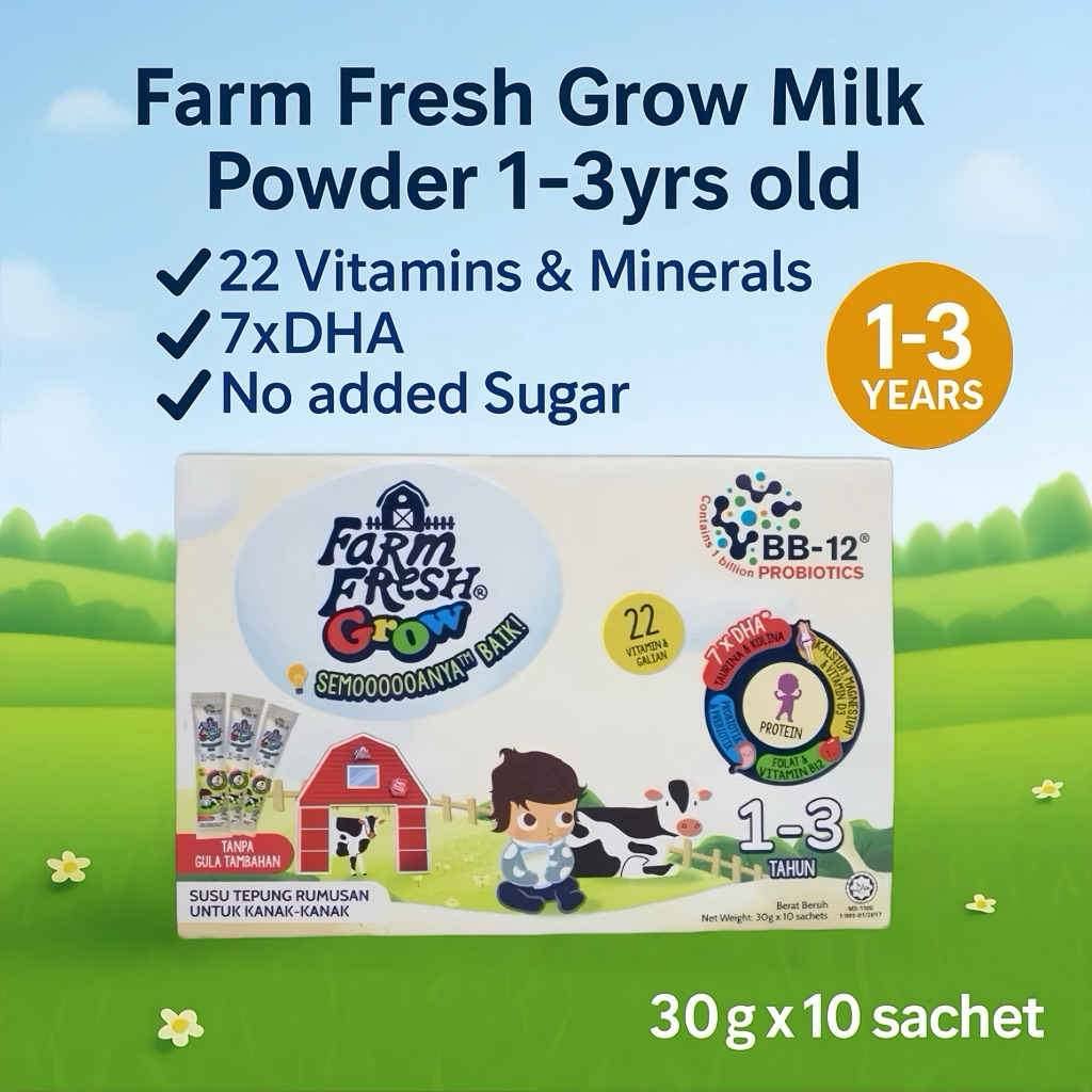 Farm Fresh Grow Milk Powder for Kids 1-3 Years | DHA | BB-12 Probiotic ...