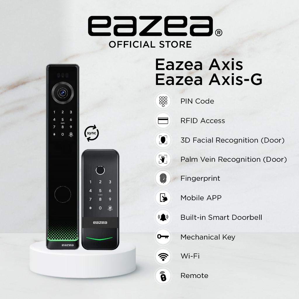 EAZEA AXIS Smart Door & AXIS-G Gate Lock Set | 9 In 1 | Fingerprint ...