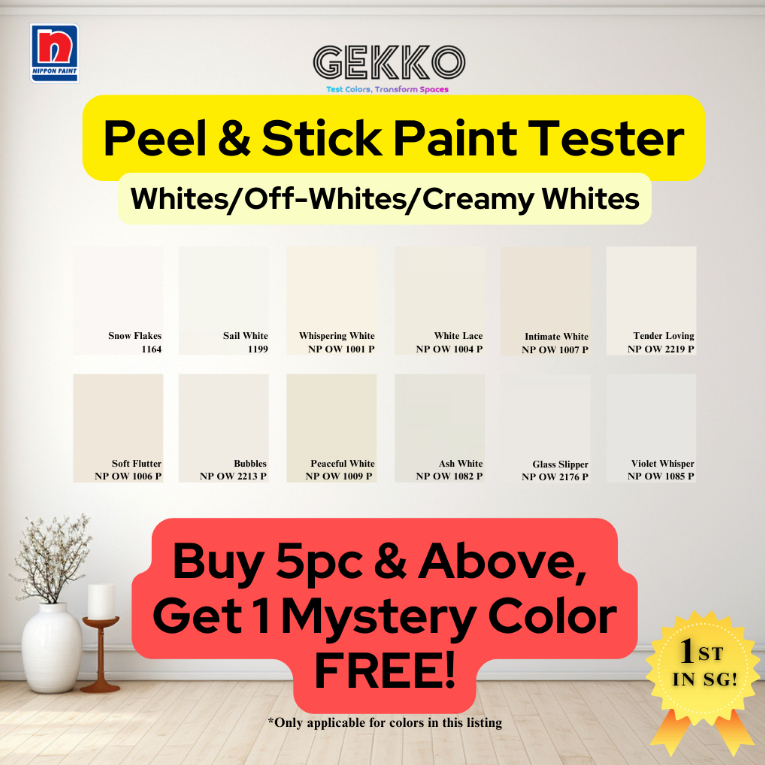 Paint Sample - Whites/Off Whites/Creamy Whites-Buy 5 FREE 1-GEKKO Peel ...