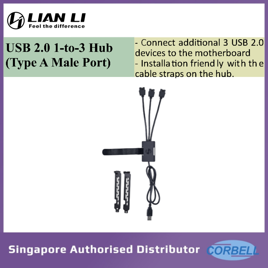 LIAN LI USB 2.0 1-to-3 Hub (Type A Male Port) additional connection to ...