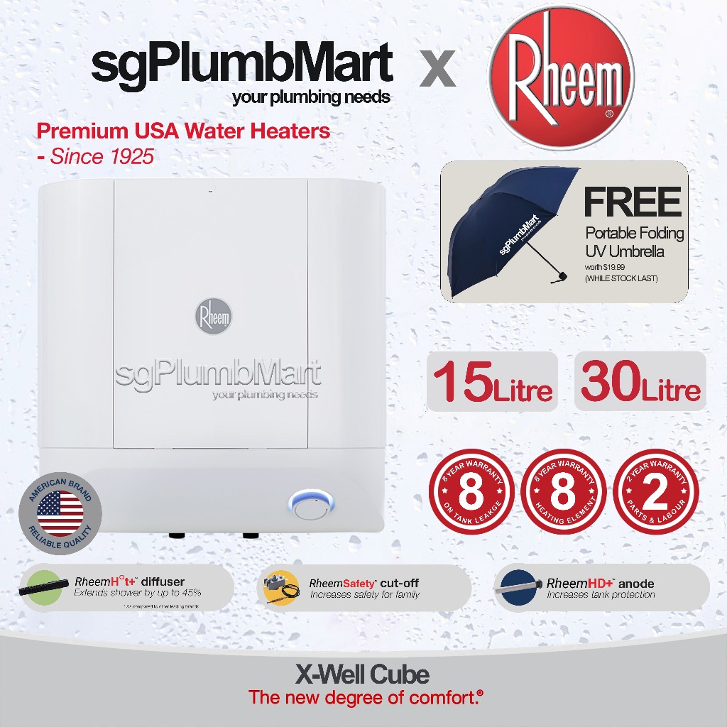 sgPlumbMart x Rheem Xwell Cube Storage Heater XC15 XC30 Cube 15 litres ...