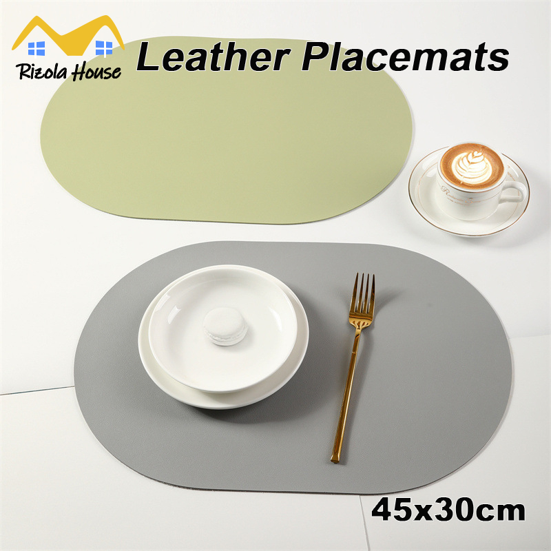 【SG】Leather Dining Mat InsulationTable Mat 45×30cm Non-Slip Placemat ...